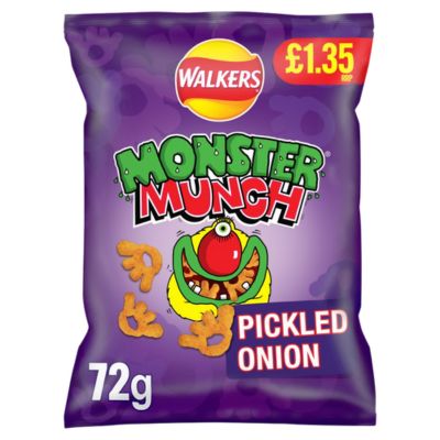 Monster Munch PICKLED ONION Snacks Crisps 18 x 72g Bags Full Box ...