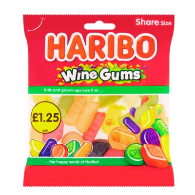 HARIBO Wine Gums Fruit Flavour Jelly Sweets Sharing Bag 12 x 140g ...