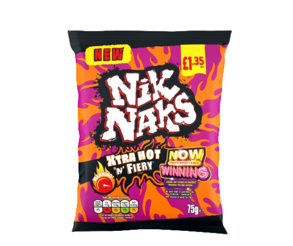 Nik Naks Xtra Hot N Fiery 20 x 75g - Scottish Grocers